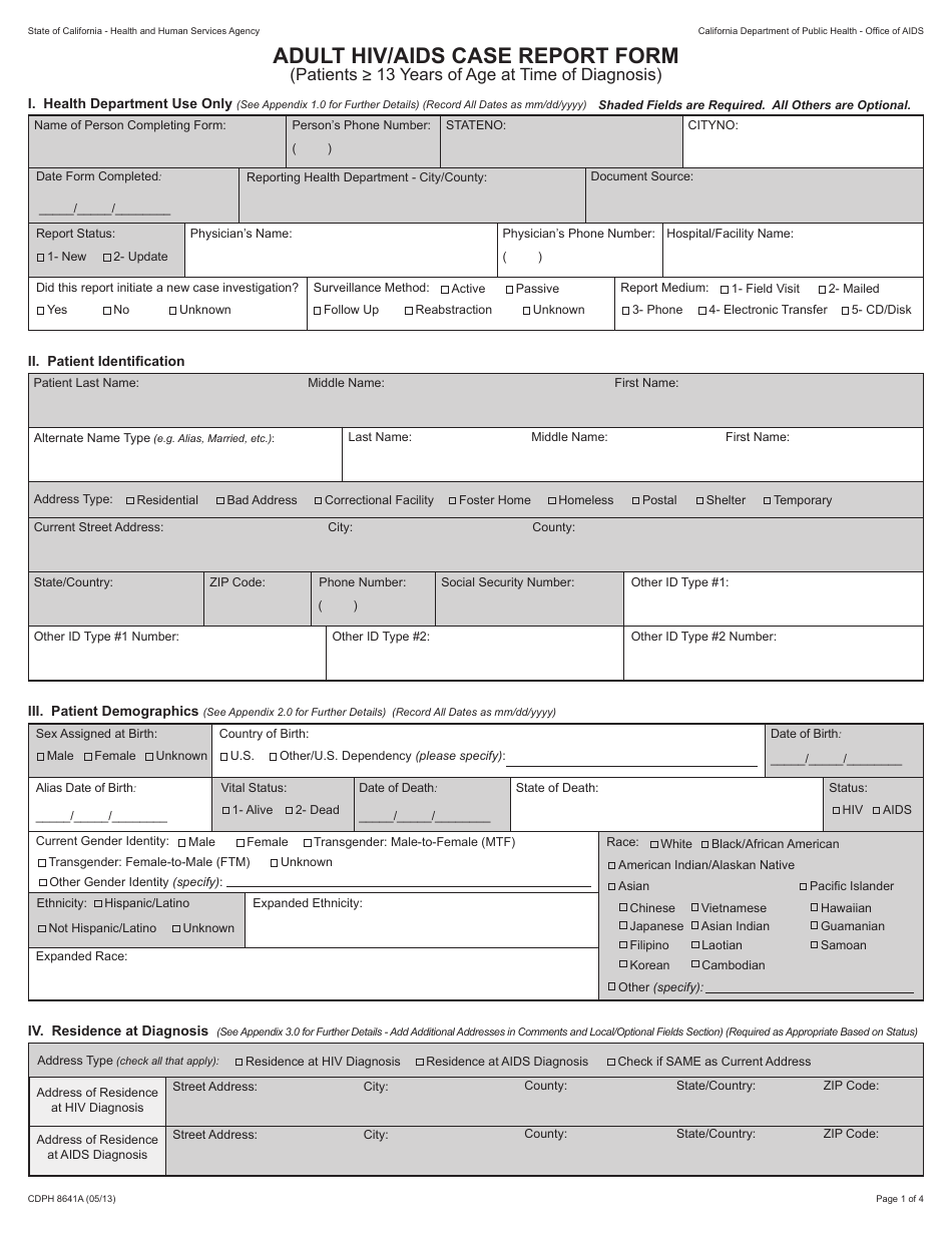 Form CDPH8641A - Fill Out, Sign Online and Download Fillable PDF ...