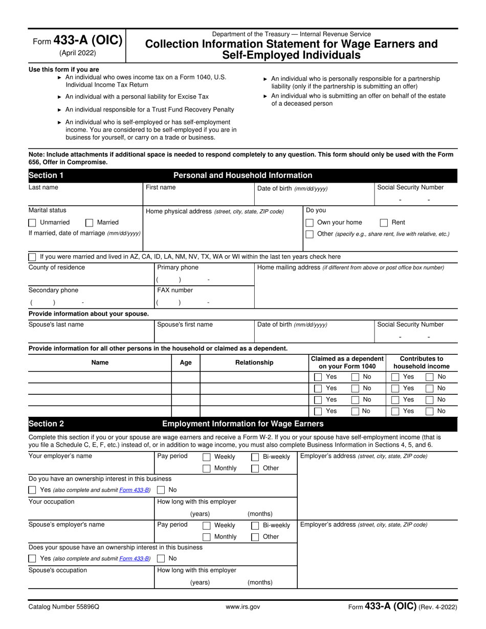 IRS Form 433-A (OIC) - Fill Out, Sign Online and Download Fillable PDF ...