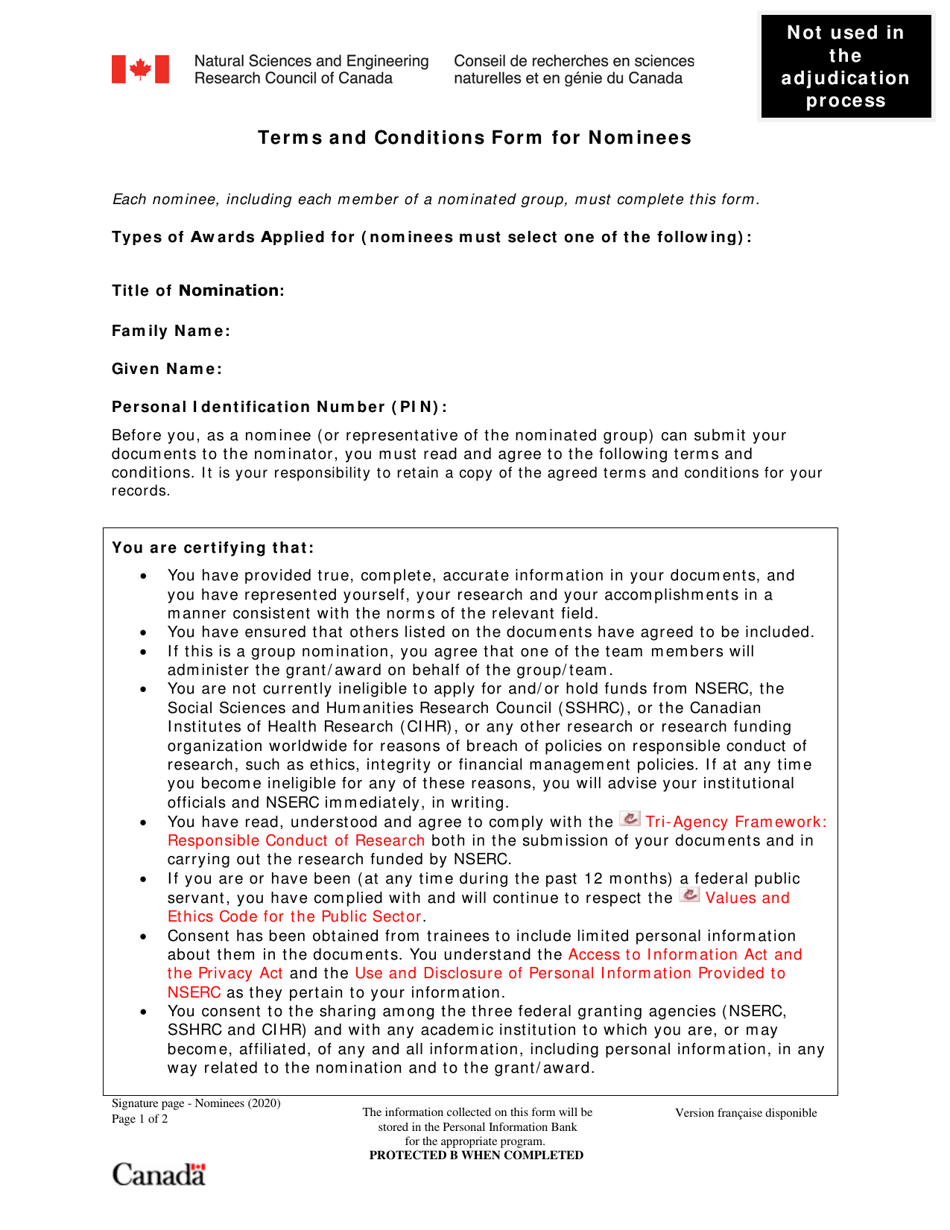 Canada Terms And Conditions Form For Nominees Fill Out Sign Online