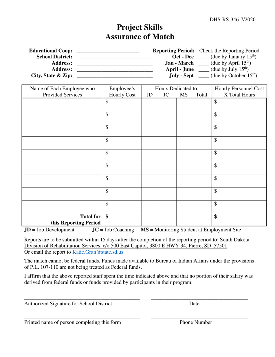 Form DHS-RS-346 - Fill Out, Sign Online and Download Fillable PDF ...