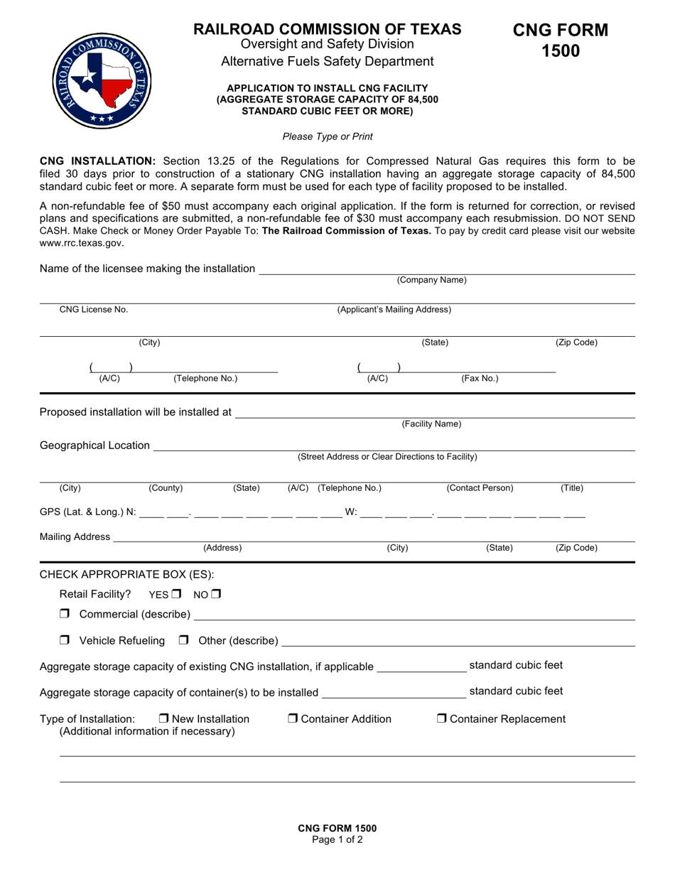 CNG Form 1500 - Fill Out, Sign Online and Download Fillable PDF, Texas ...