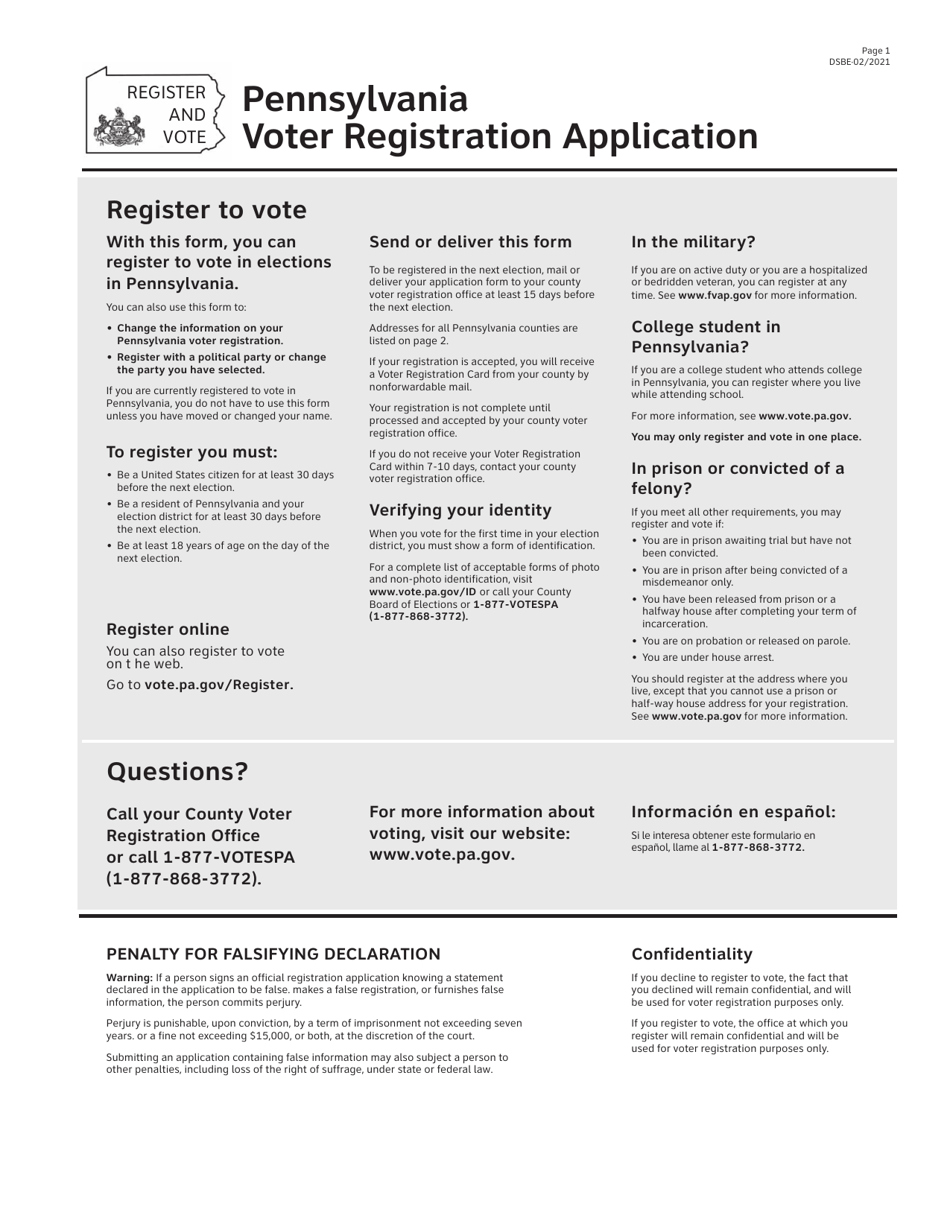Pennsylvania Pennsylvania Voter Registration Application - Fill Out ...