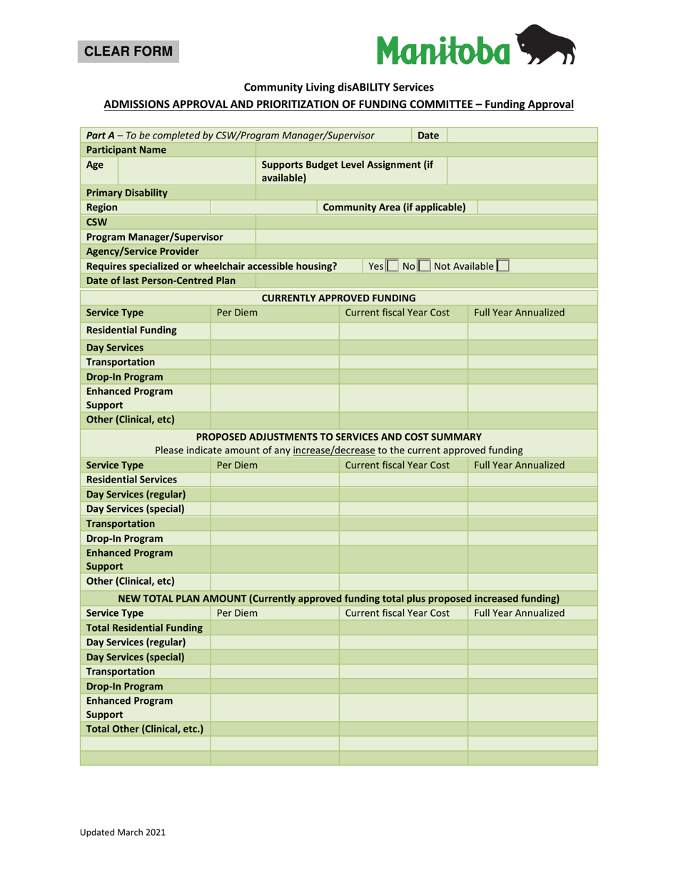 Manitoba Canada Admissions Approval and Prioritization of Funding ...