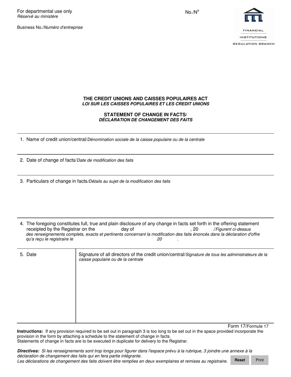 Form 17 - Fill Out, Sign Online and Download Fillable PDF, Manitoba ...