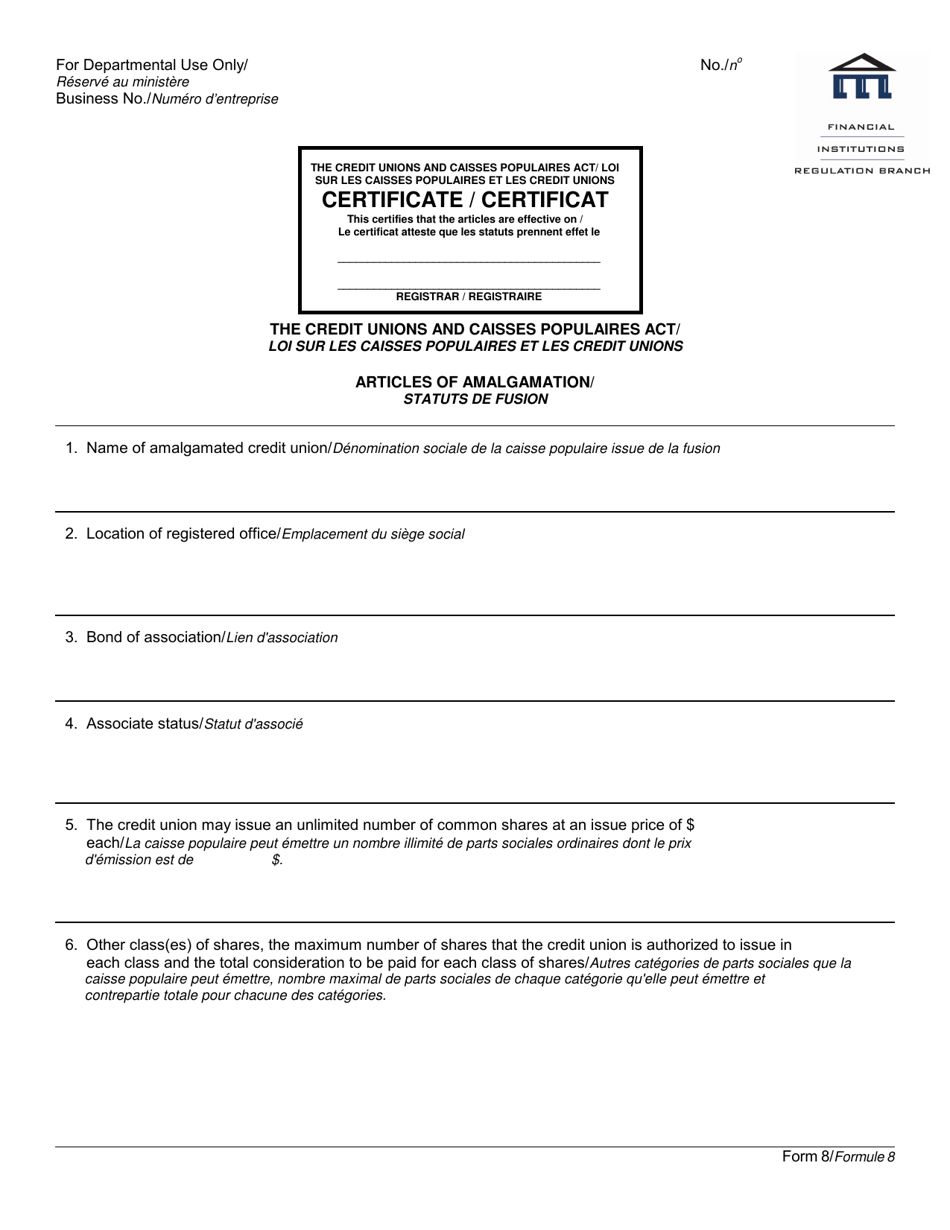 Form 8 - Fill Out, Sign Online and Download Fillable PDF, Manitoba ...