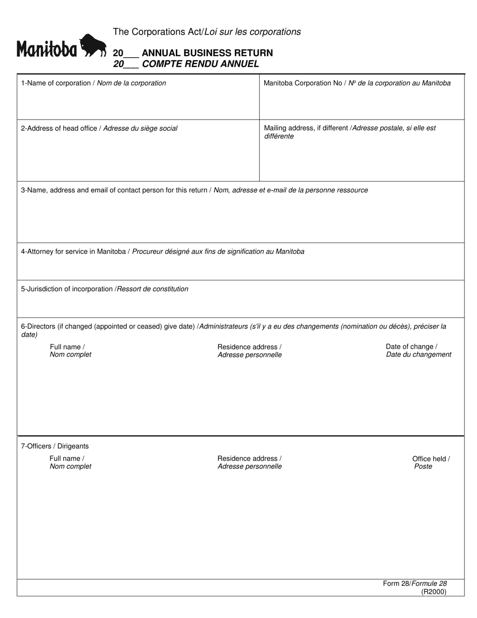 Form 28 - Fill Out, Sign Online and Download Fillable PDF, Manitoba ...