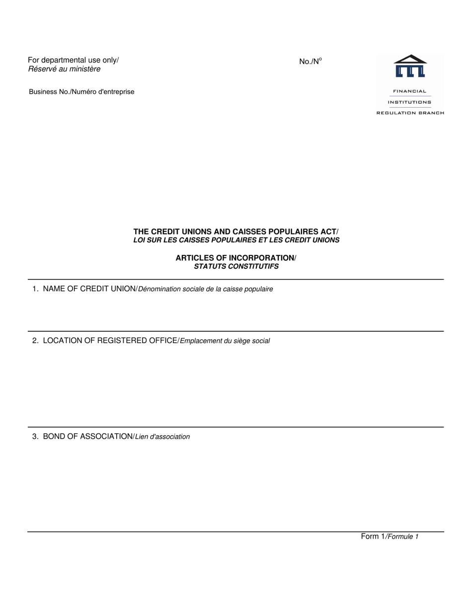 Form 1 - Fill Out, Sign Online and Download Fillable PDF, Manitoba ...