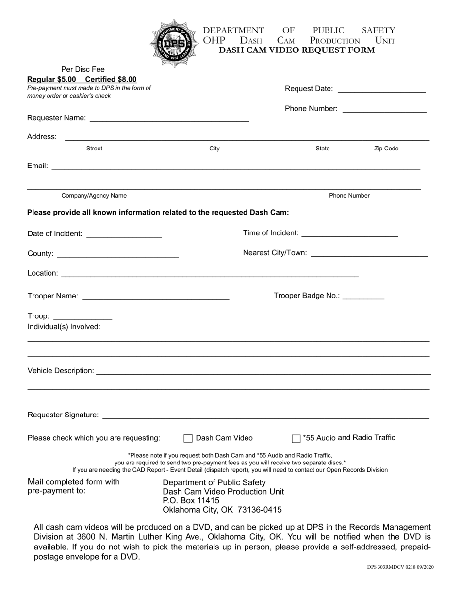Form DPS303RMDCV - Fill Out, Sign Online and Download Printable PDF ...