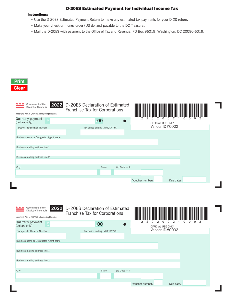 Form D-20ES - 2022 - Fill Out, Sign Online and Download Fillable PDF ...