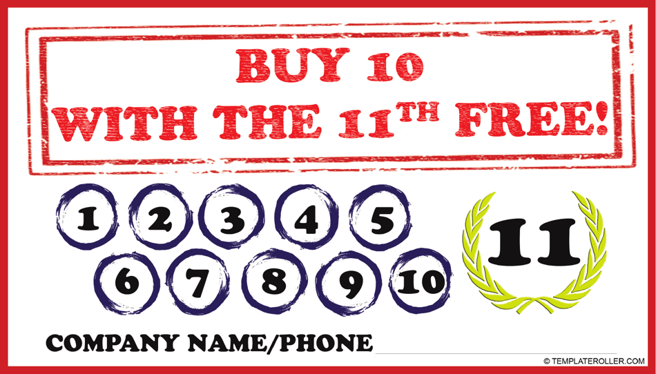 Punch Card Template - Red Download Printable PDF | Templateroller