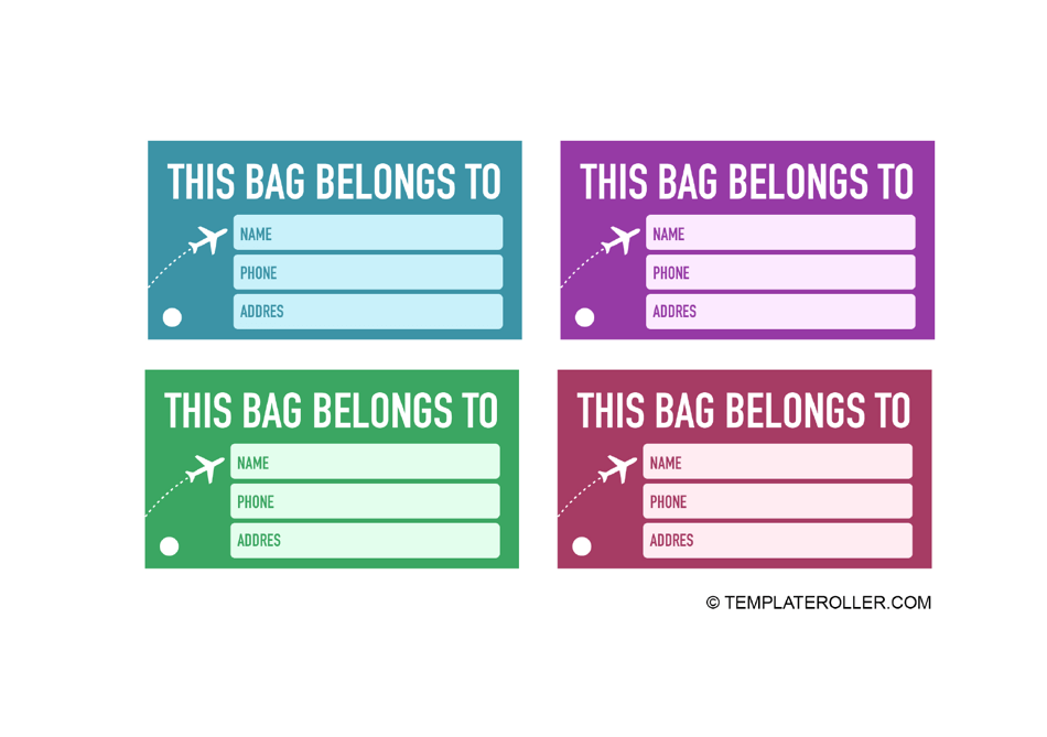Bag Tag Template - Multicolor Download Printable PDF | Templateroller