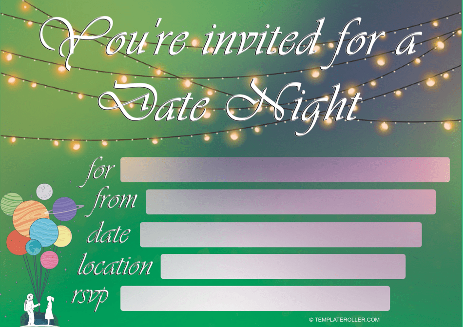 Date Night Invitation Template - Green Download Printable PDF ...