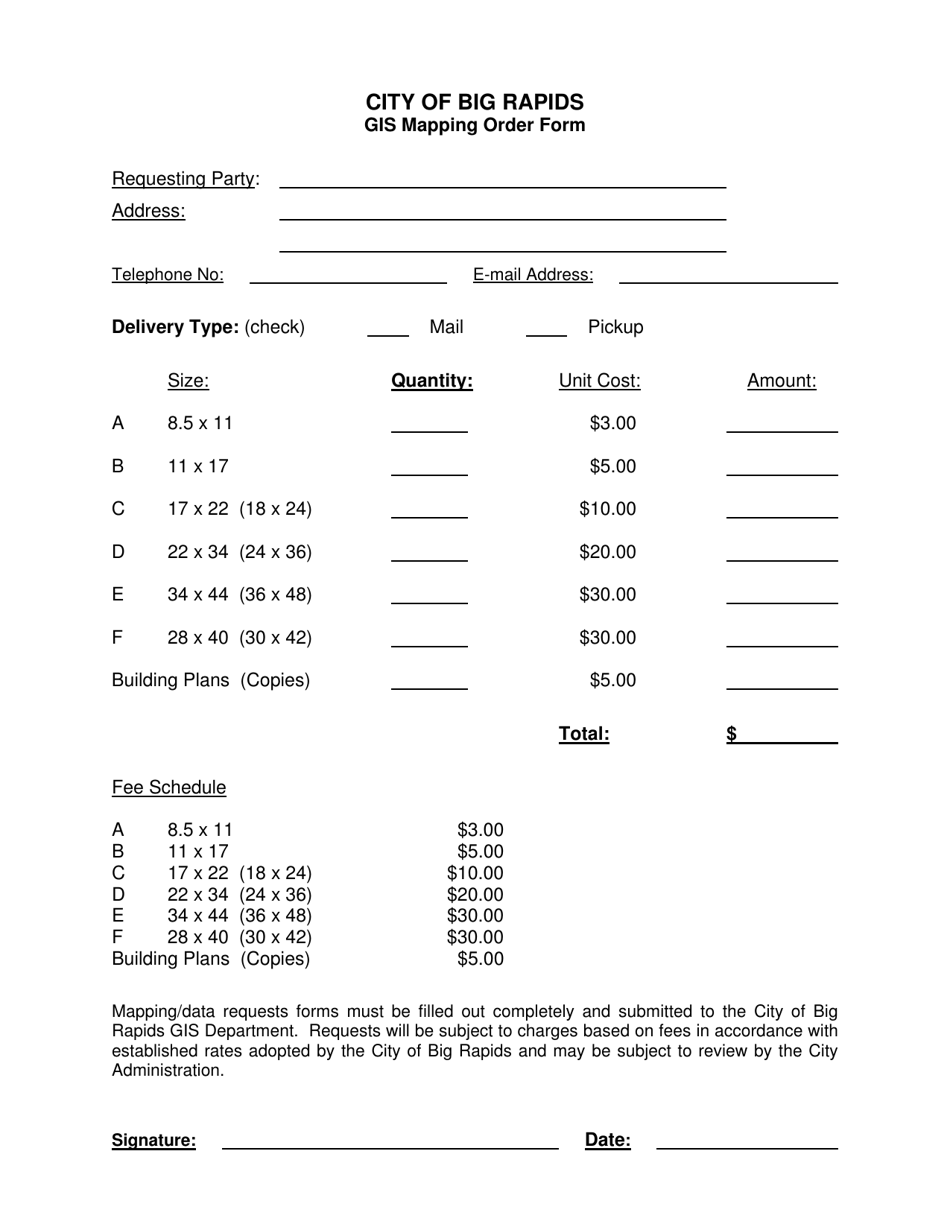 City of Big Rapids, Michigan Gis Mapping Order Form - Fill Out, Sign ...