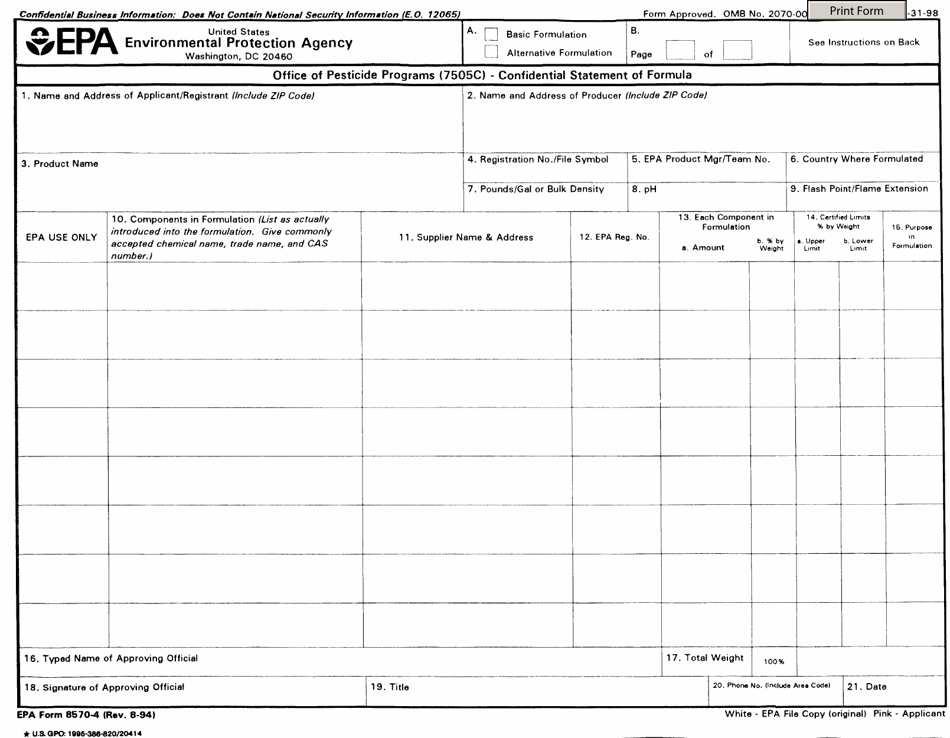 EPA Form 8570-4 - Fill Out, Sign Online and Download Fillable PDF ...