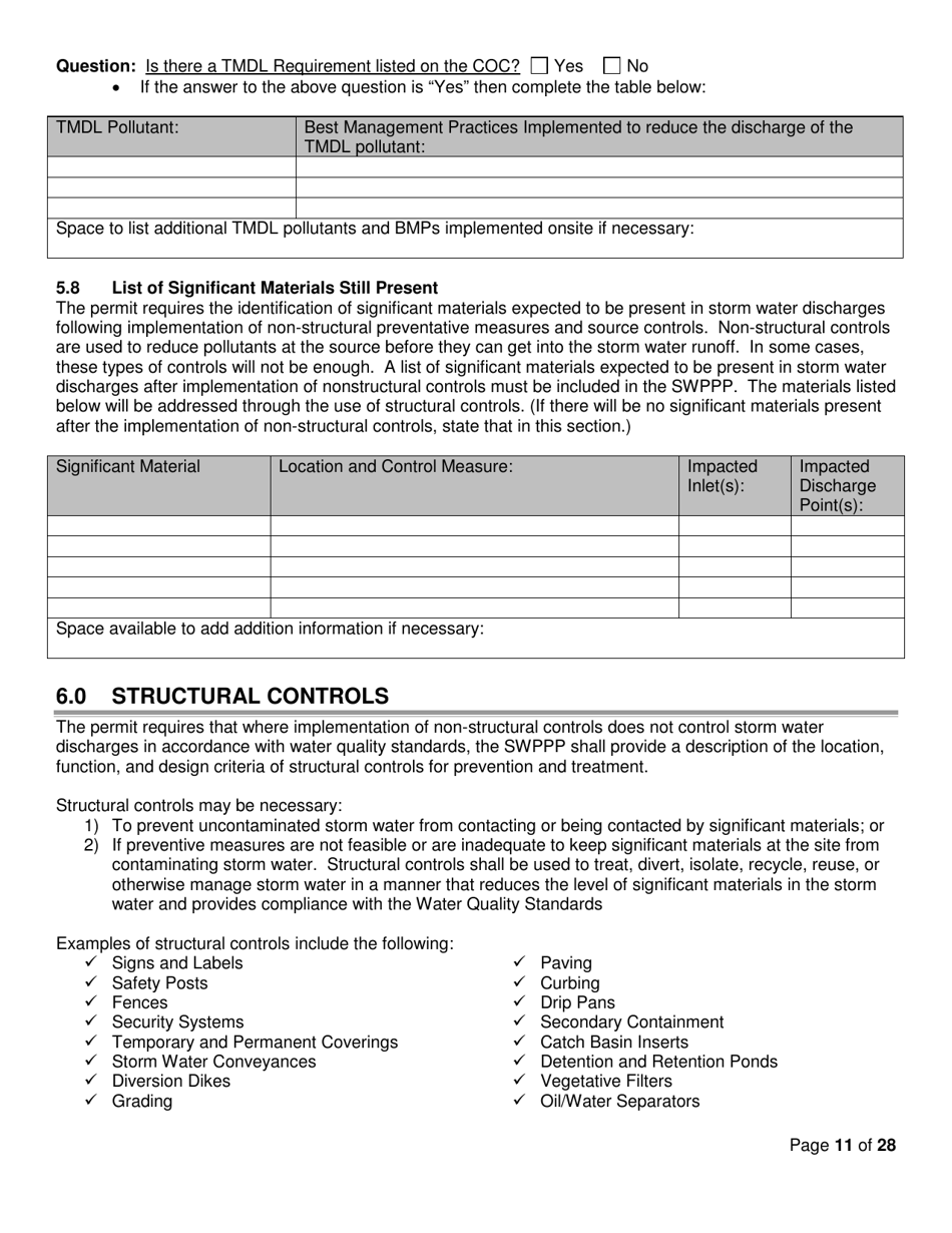 Michigan Storm Water Pollution Prevention Plan (Swppp) Template - Fill ...