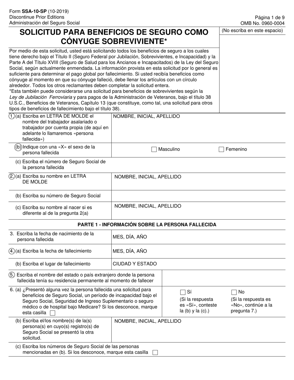 Formulario SSA-10-SP - Fill Out, Sign Online and Download Printable PDF ...