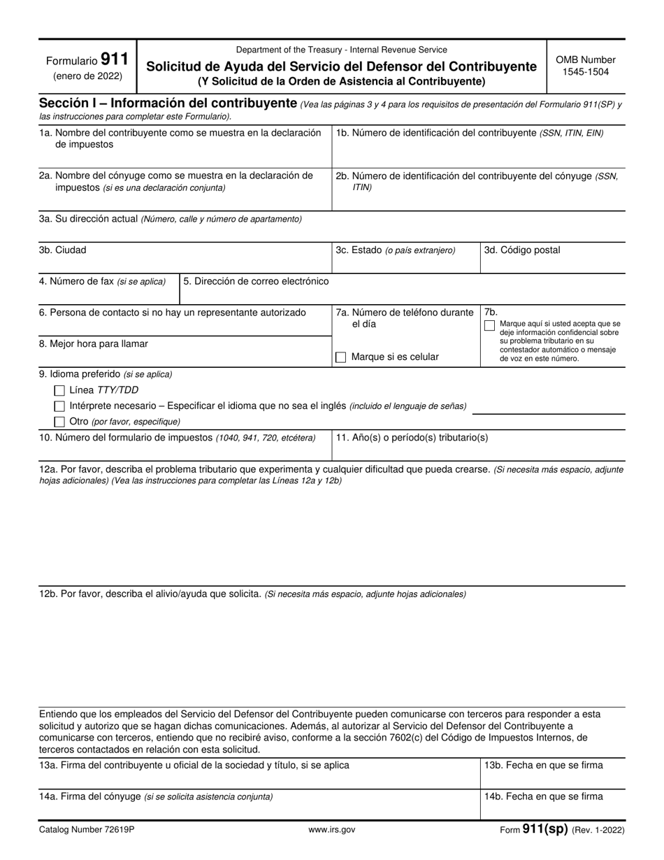 IRS Formulario 911 - Fill Out, Sign Online and Download Fillable PDF ...
