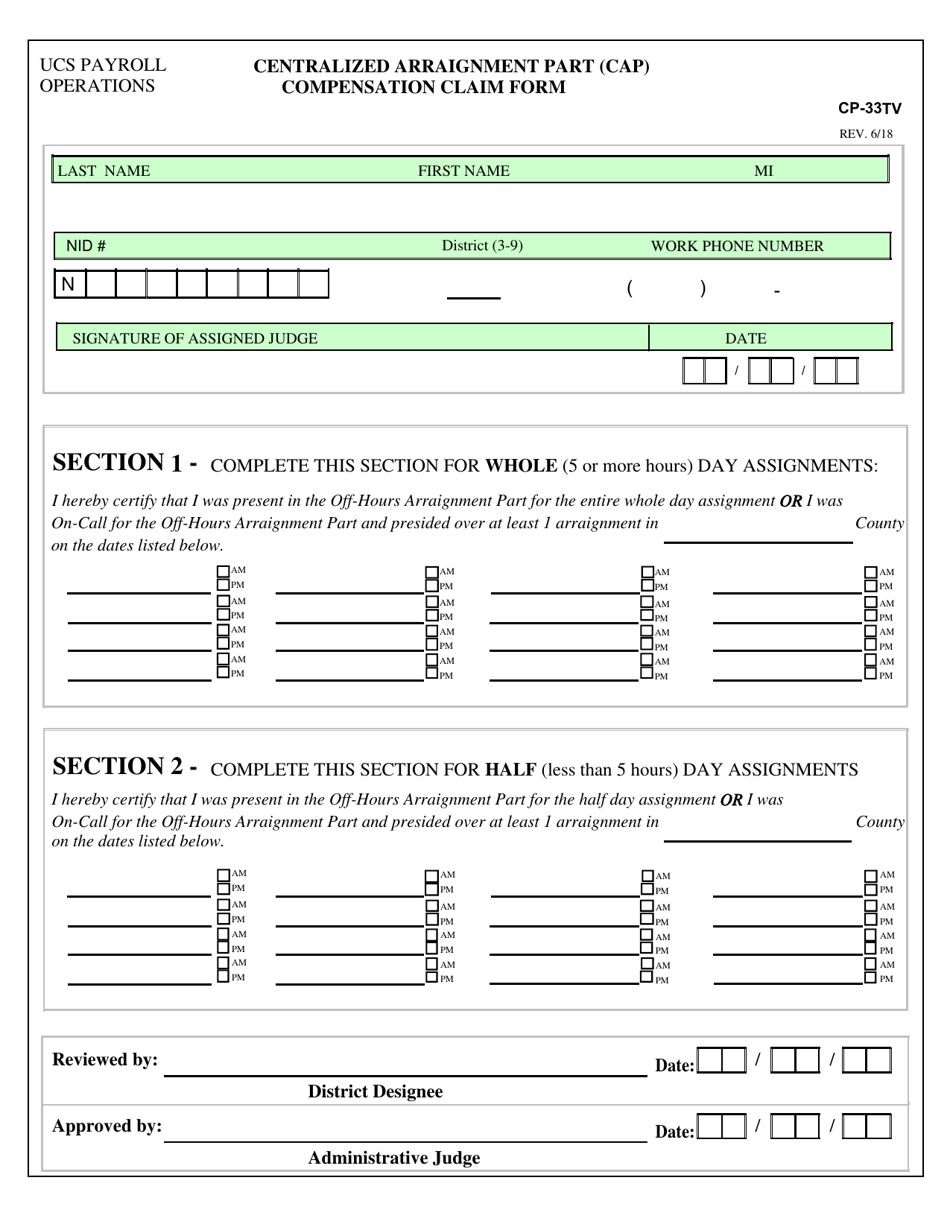Form CP-33TV - Fill Out, Sign Online and Download Fillable PDF, New ...
