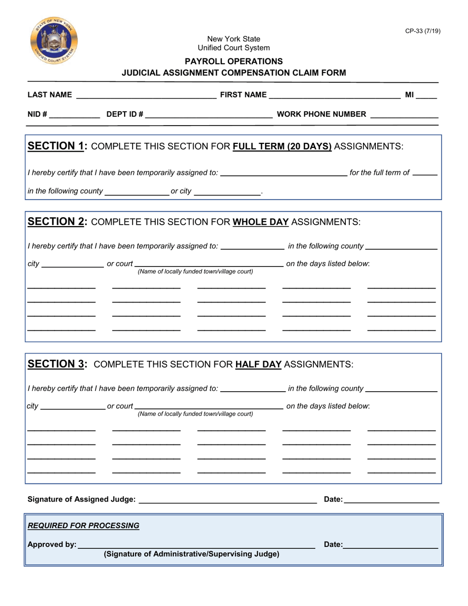 Form CP-33 - Fill Out, Sign Online and Download Fillable PDF, New York ...