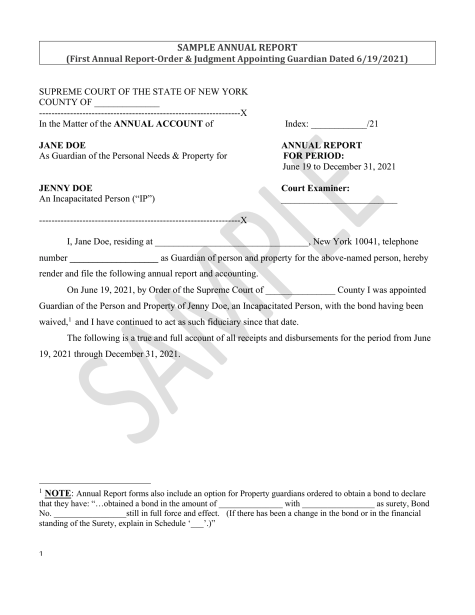 2021 New York Sample Annual Report - Fill Out, Sign Online and Download ...