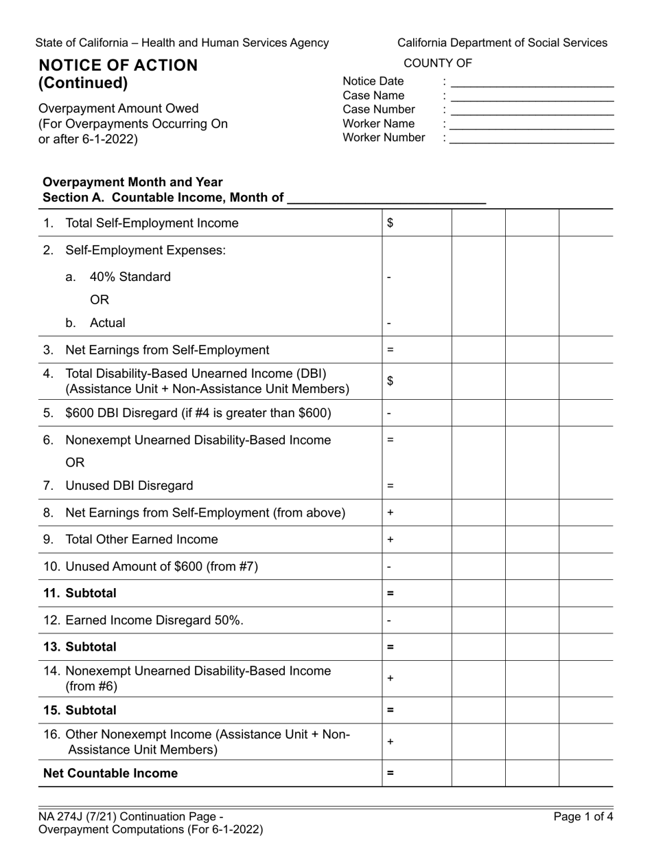 Form NA274J - Fill Out, Sign Online and Download Fillable PDF ...