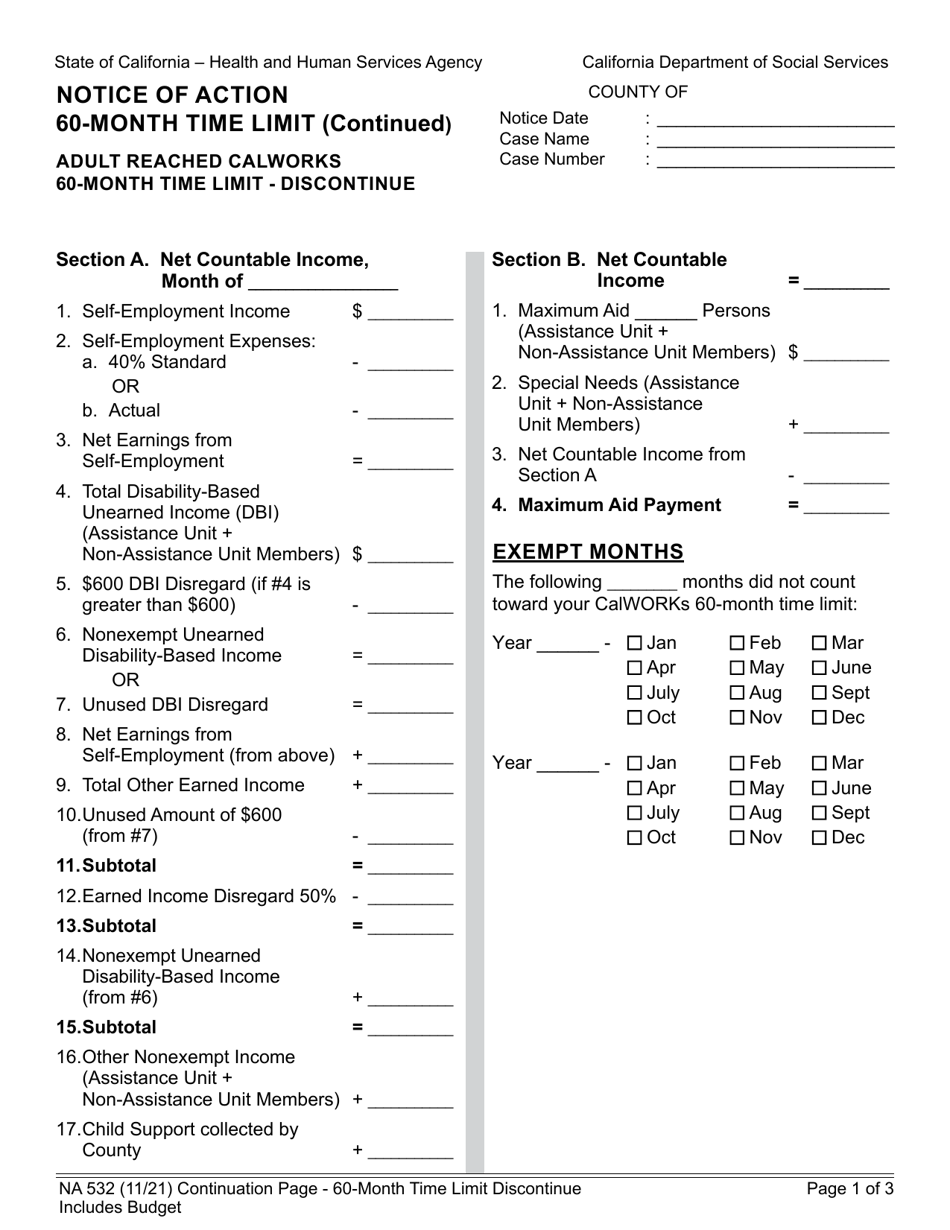 Form NA532 Download Fillable PDF or Fill Online Notice of Action ...