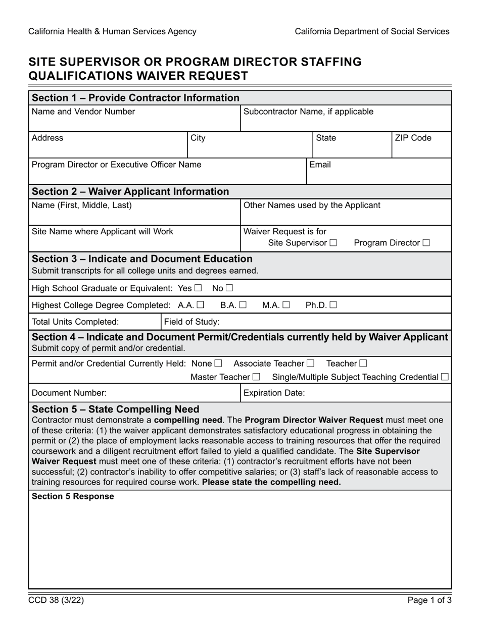 Form CCD38 - Fill Out, Sign Online and Download Fillable PDF ...