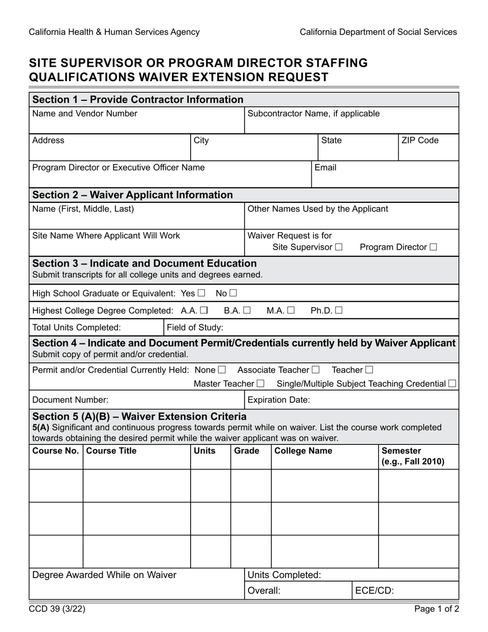Form CCD39 - Fill Out, Sign Online and Download Fillable PDF ...