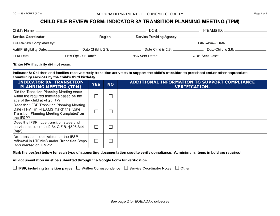 Form GCI-1135A - Fill Out, Sign Online and Download Fillable PDF ...