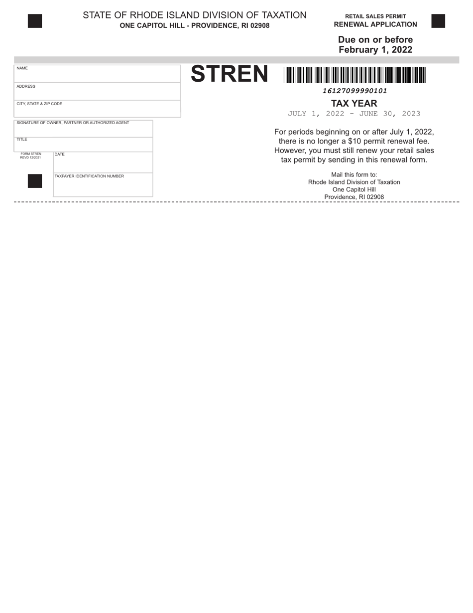Form STREN - 2023 - Fill Out, Sign Online and Download Fillable PDF ...