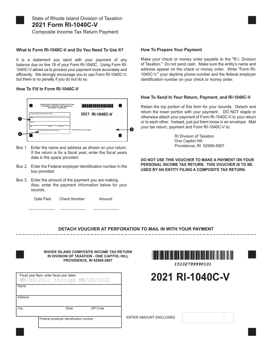 Form RI-1040C-V - 2021 - Fill Out, Sign Online and Download Fillable PDF, Rhode Island ...