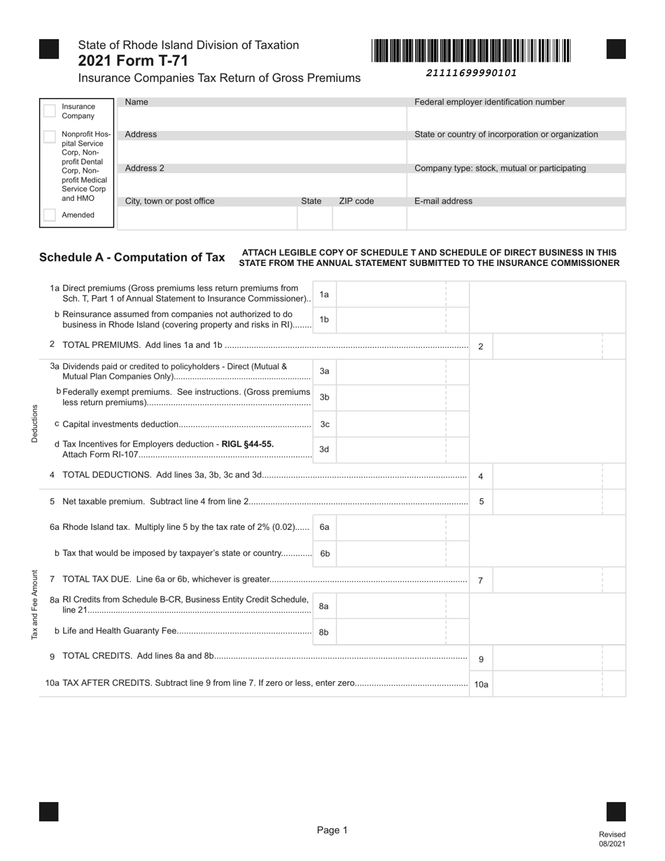 Form T-71 - 2021 - Fill Out, Sign Online and Download Fillable PDF ...