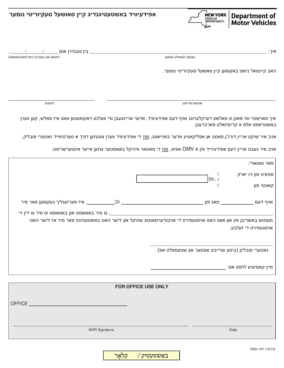 Form NSS-11AY - Fill Out, Sign Online and Download Fillable PDF, New ...