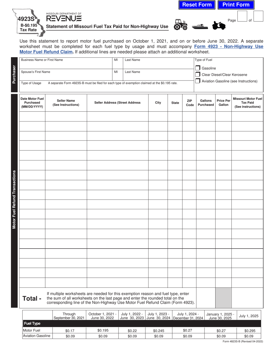 Form 4923S-B - Fill Out, Sign Online and Download Fillable PDF ...