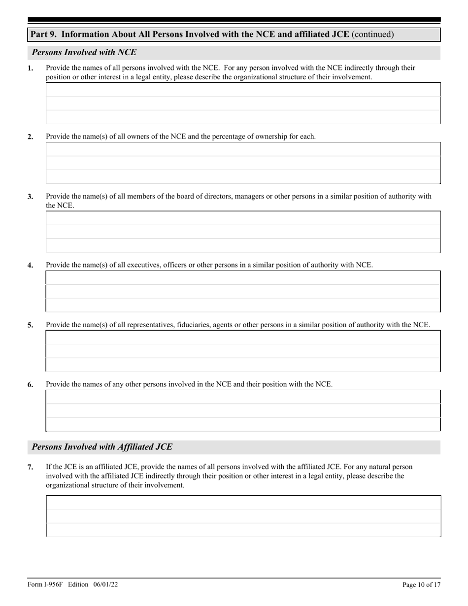 USCIS Form I-956F - Fill Out, Sign Online and Download Fillable PDF | Templateroller