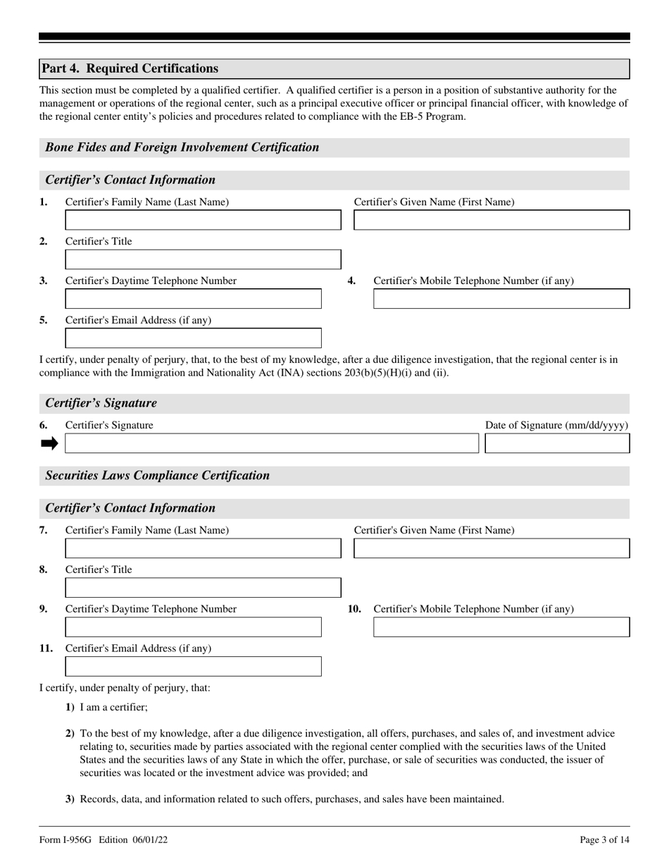 USCIS Form I-956G - Fill Out, Sign Online and Download Fillable PDF | Templateroller