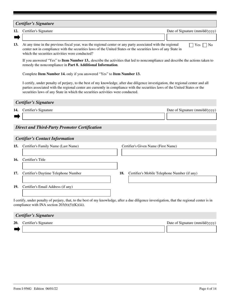 USCIS Form I-956G - Fill Out, Sign Online and Download Fillable PDF | Templateroller
