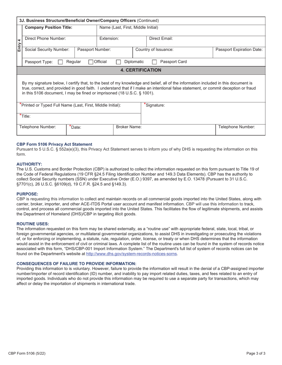CBP Form 5106 Download Fillable PDF or Fill Online Create/Update ... CBP Form 5106 Download Fillable PDF or Fill Online Create/Update ...