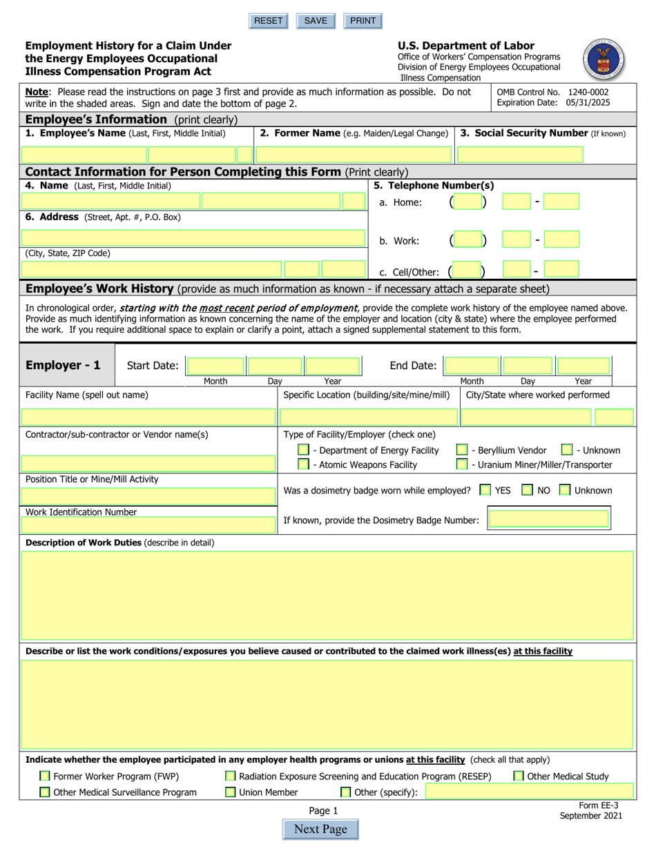 Form EE-3 - Fill Out, Sign Online and Download Fillable PDF ...