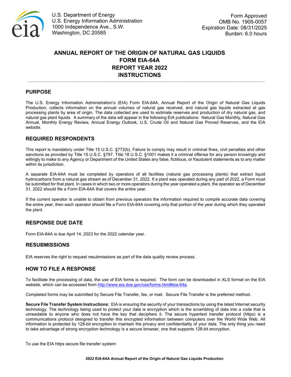 Download Instructions for Form EIA-64A Annual Report of the Origin of ...