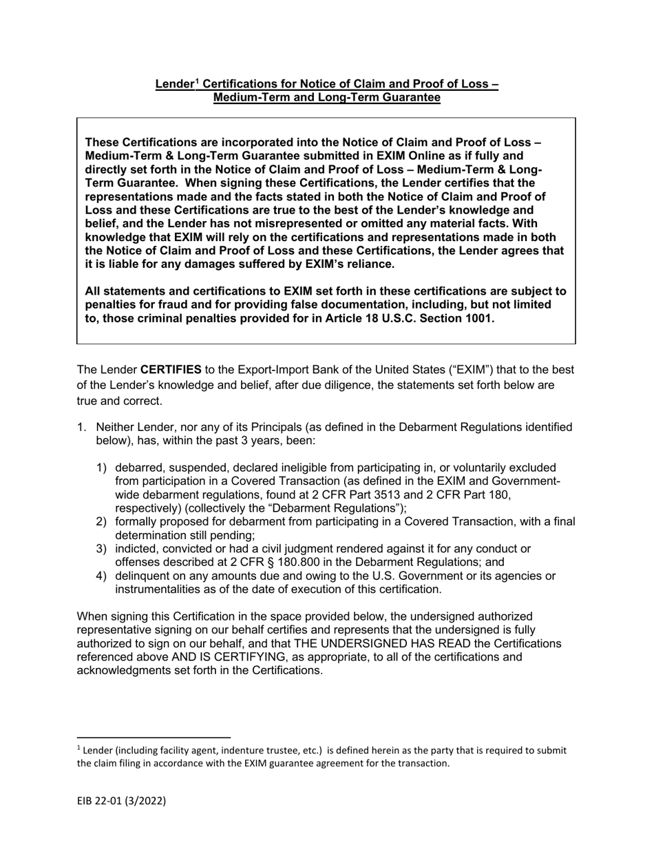 EIB Form 22-01 - Fill Out, Sign Online and Download Fillable PDF ...