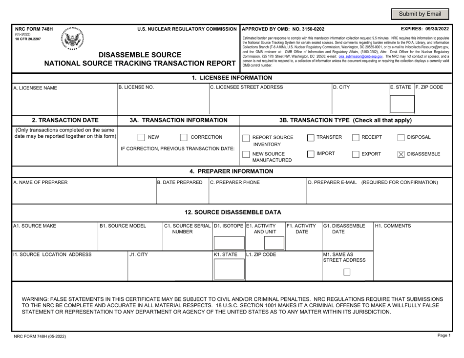 NRC Form 748H - Fill Out, Sign Online and Download Fillable PDF ...