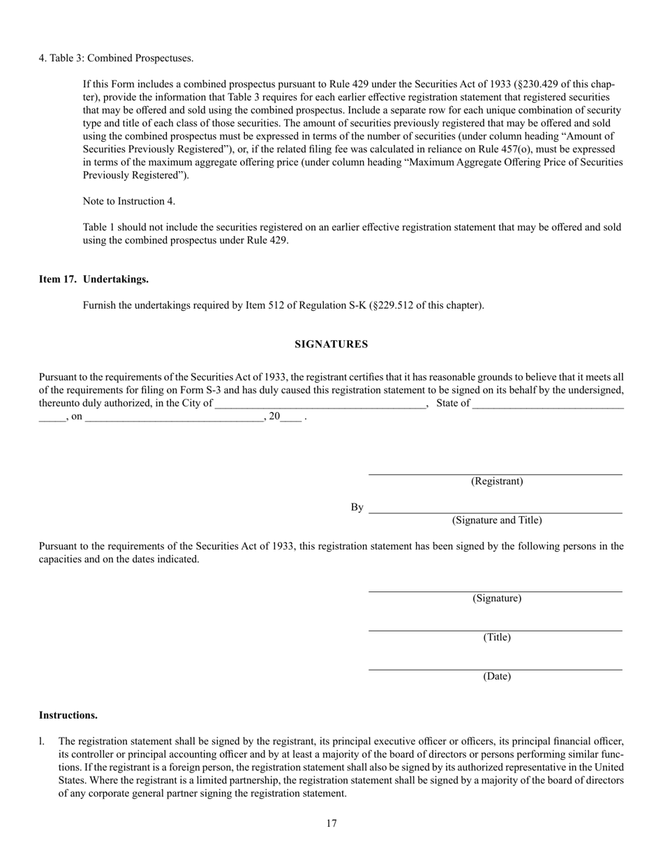 Form S-3 (SEC Form 1379) Download Printable PDF or Fill Online ... Form S-3 (SEC Form 1379) Download Printable PDF or Fill Online ...