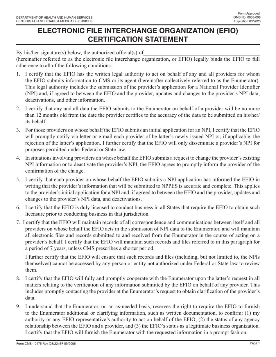 Form CMS-10175 - Fill Out, Sign Online and Download Fillable PDF ...