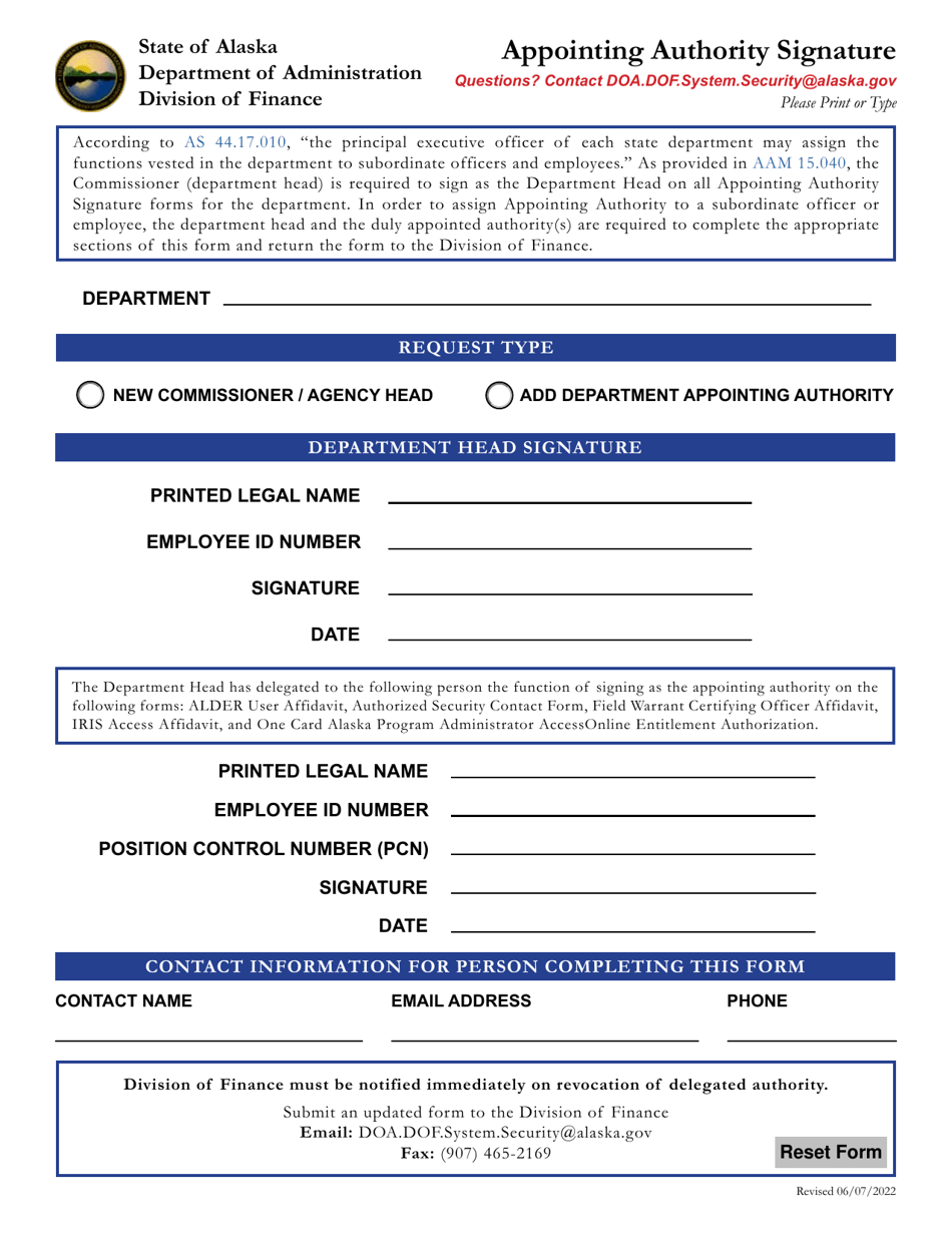 Alaska Appointing Authority Signature - Fill Out, Sign Online and ...