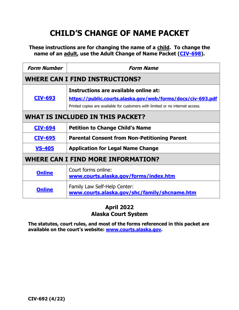 Form CIV-692 - Fill Out, Sign Online and Download Printable PDF, Alaska ...