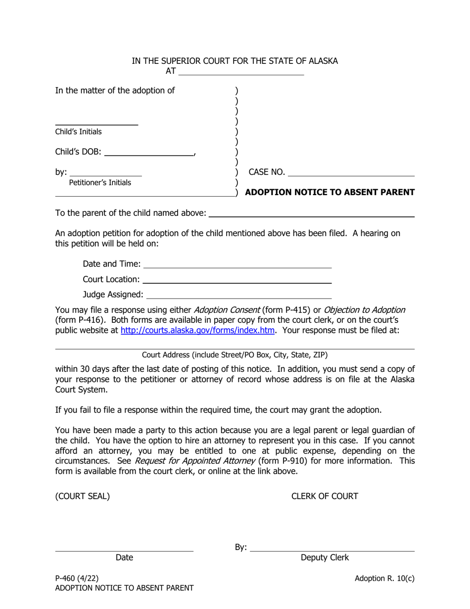Form P-460 Download Fillable PDF or Fill Online Adoption Notice to ...