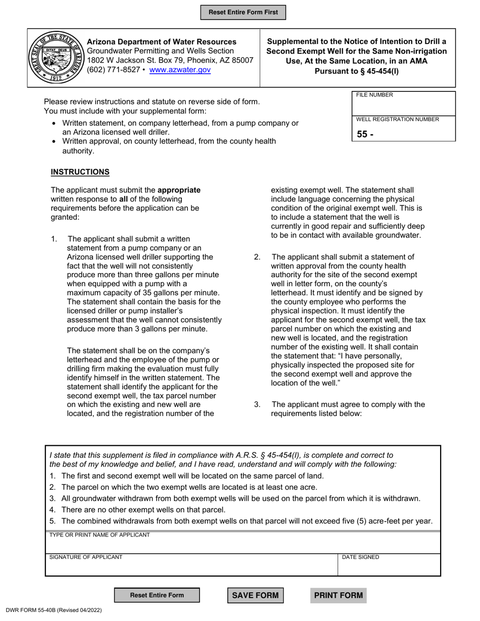 DWR Form 55-40B - Fill Out, Sign Online and Download Fillable PDF ...