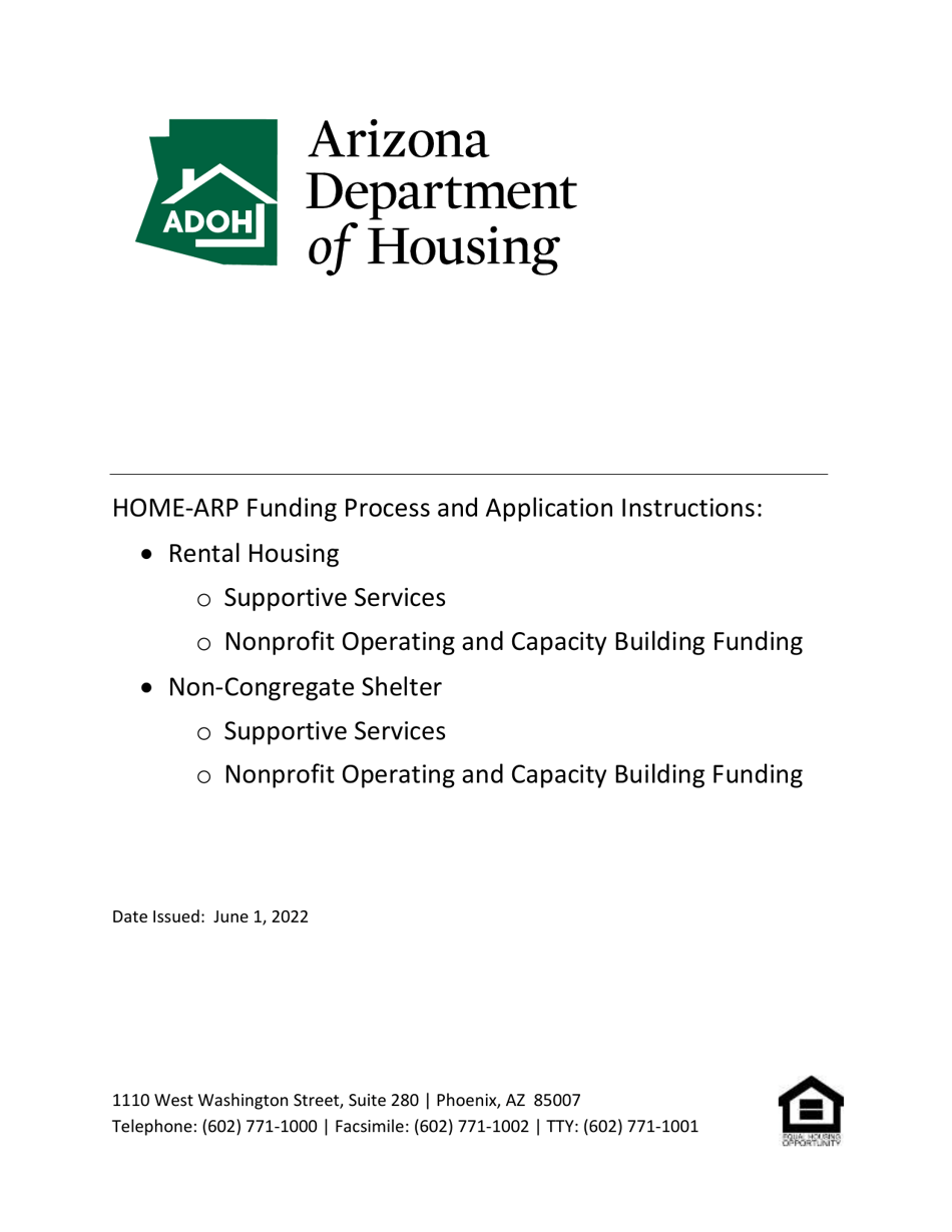 Arizona Home-Arp Funding Process and Application Instructions Download ...