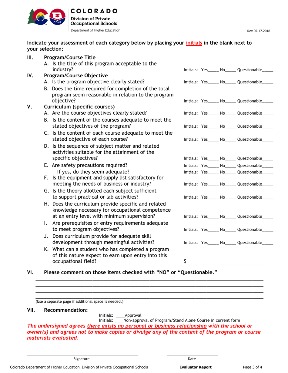 Colorado Evaluator Report - Fill Out, Sign Online and Download PDF ...
